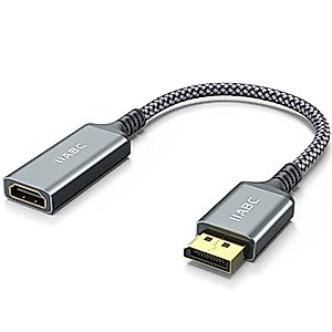 IIABC 4K DisplayPort to HDMI Adapter Cable, Gold-Plated Uni-Directional Display Port PC to HDMI Screen Converter (Male to Female) Compatible for HP, Dell, GPU, AMD, NVIDIA, More. Passive