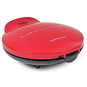 Taco Tuesday 10-Inch 6-Wedge Electric Deluxe Quesadilla Maker with Stuffing Latch, 10 inch, Red