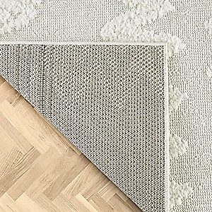 Antep Rugs Palafito 2x5 Geometric Shag Chevron High-Low Pile Textured Indoor Area Rug (White, 2' x 5')