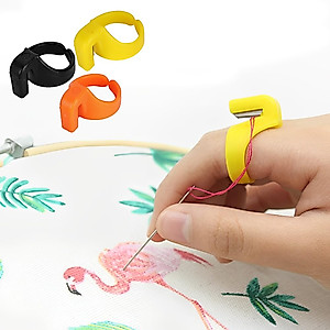 Joyzan Thread Cutter Finger Rings, Plastic Thimble Yarn Portable Needlework Cutting Tool Set Hand Sewing Notions Supplies Knitting Sharp Blades Quilting Embroidery Fishing Line Handcraft Knife 6Pcs