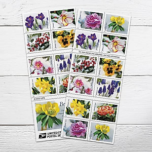 Snowy Beauty (Booklet of 20) Forever Postage Stamps, Self-Adhesive, Garden, Wedding, Love, Celebration, Holiday, Winter, Flower, 2022 Scott #5727-5736