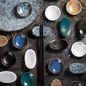 ORYOUGO Set of 6 Ceramic Chopsticks Rest, Creative Ingot Shaped Chopsticks Holder Japanese Chopsticks Forks Spoons Stand Tableware Decor