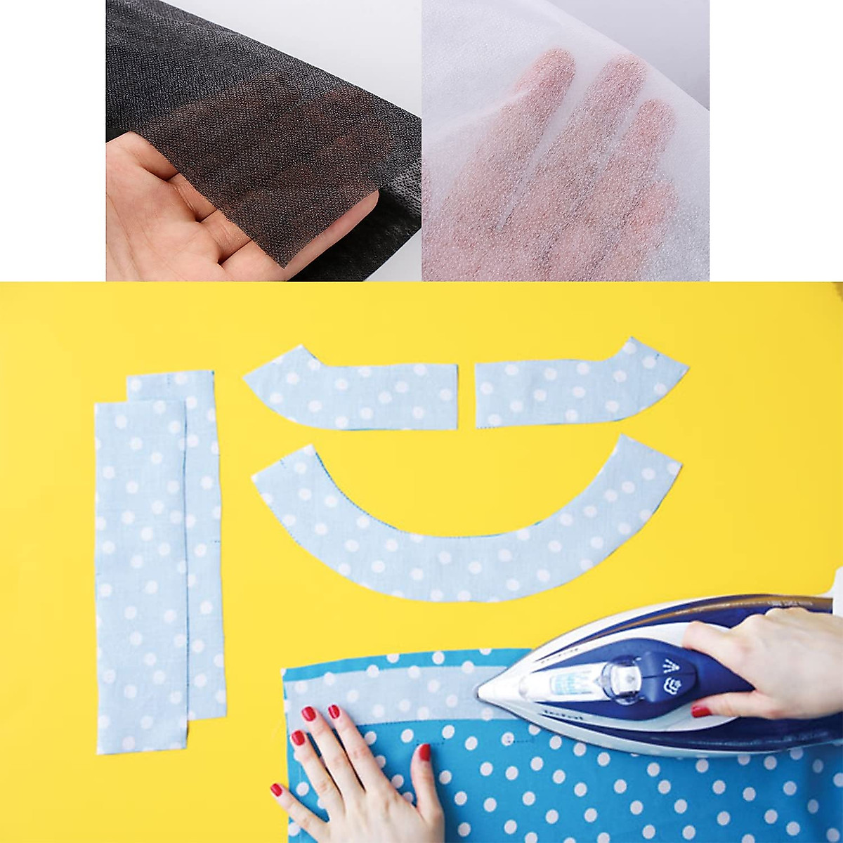 PLANTIONAL White Iron-On Non-Woven Fusible Interfacing: 39 x 72 inch Lightweight Non-Woven Interfacing Iron On Polyester Single-Sided Interfacing for DIY Crafts Supplies