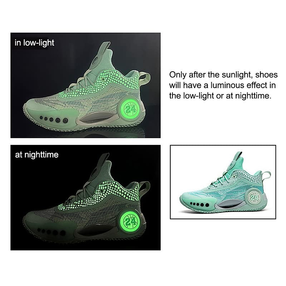 DHOVOR Mens Womens Basketball Shoes, Unisex Adult Fashion Basketball Sneakers, Non Slip Basketball Trainers, Sports Shoes for Mens Indoor and Outdoor Green