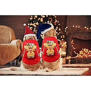 Christmas Dog Costume Sweater Christmas Dog Red Suit with Elk Bag Accessories Christmas Adjustable Cats Costume Clothes, Christmas Costume Cloth for Cats Dogs Animal Christmas Party Supplies, S Size