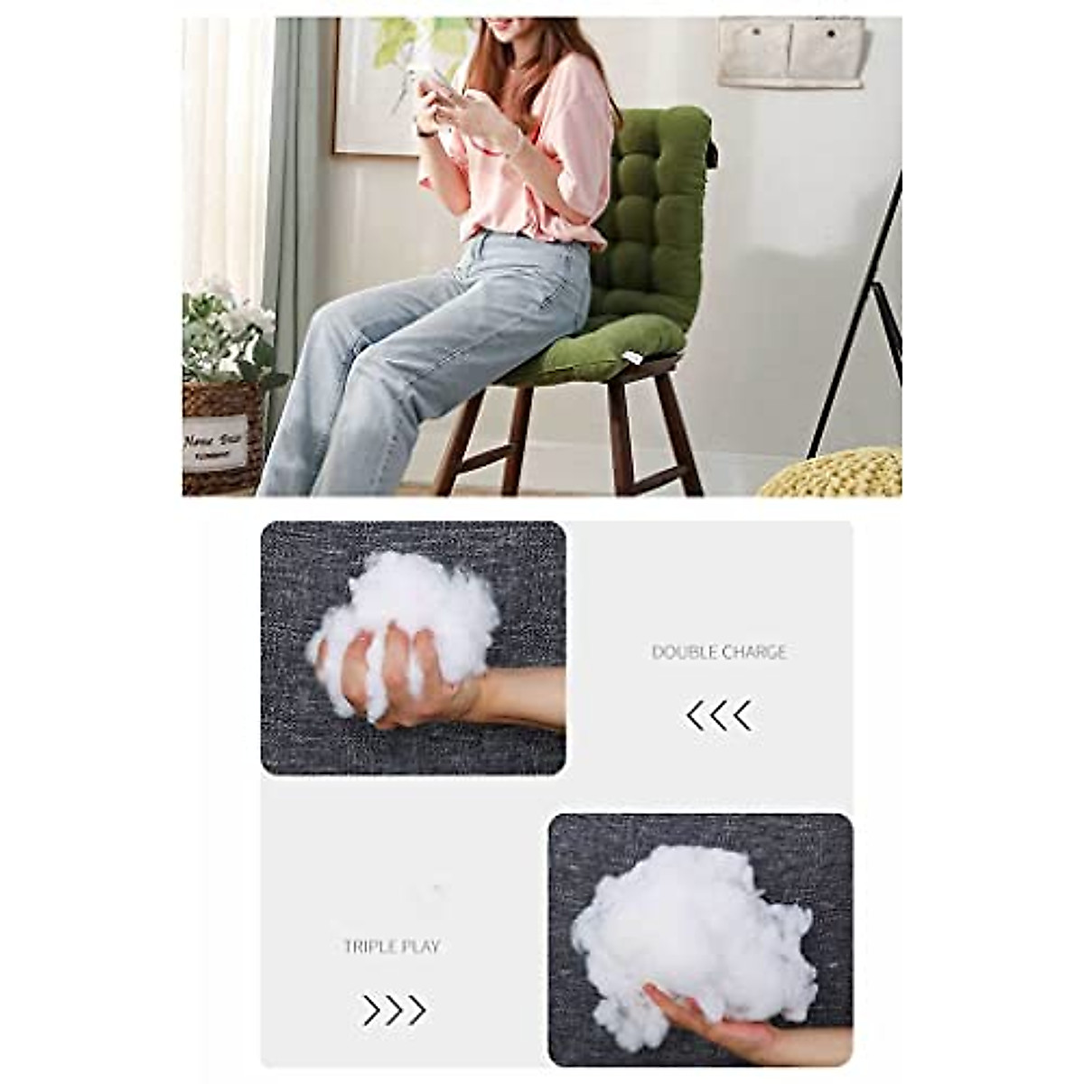 OMKUOSYA Rocking Chair Cushion，high Back Patio Chair Cushion Replacement Cushion，Indoor/Outdoor Non-Slip One Piece Seat Cushion，Garden Recliner Cushion，Suitable for Bedroom Balcony Office