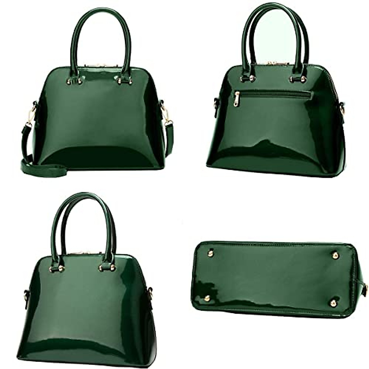 XingChen Shiny Patent Leather Handbags and Purses for Women Shell Shoulder Bag Top Handle Totes Evening Party Satchel Green