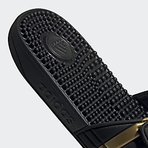 adidas Unisex Adissage Slides Sandal, Black/Gold Metallic/Black, 7 US Men
