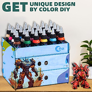 OPHIR Wooden Paint Organizer Pigments Holder Rack with 2 Cabinet Drawers,48 Removable Grids,Storage for Model Parts,Ink Bottles,DIY Tools,Pens and Pencils