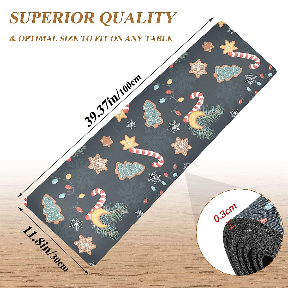 Christmas Ginger Breads Candies Heat Resistant Long Trivet for Hot Pots and Pans Waterproof Non-Slip Table Runner for Kitchen Countertops Heat Proof Placemats for Hot Dishes Decoration Dining Table