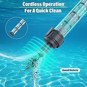 (2023 Upgrade) Efurden Handheld Pool Vacuum with Round Brush to Clean The Water Line, Rechargeable Pool Cleaner Perfect for Spas, Hot Tubs and Small Pools for Sand and Debris, Blue