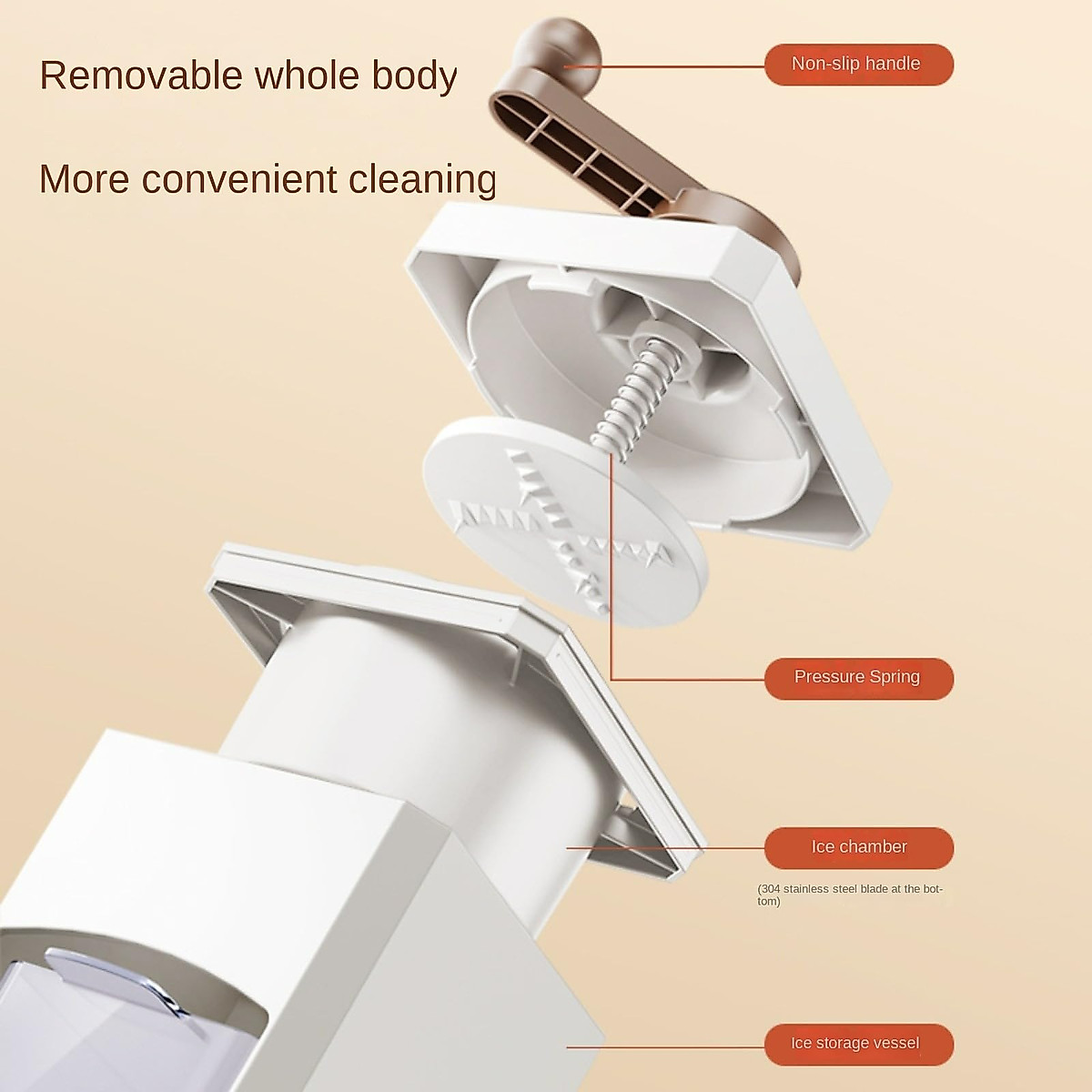 BOTTICASA Shaved Ice Machine Snow Cone Machine Portable Ice Crusher Manual Shaved Ice Machine For Home With Free Ice Cube Trays - BPA Free