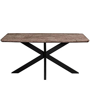 LeisureMod Ravenna 63" Rectangular Wood Dining Table with Geometric Base (Grey)