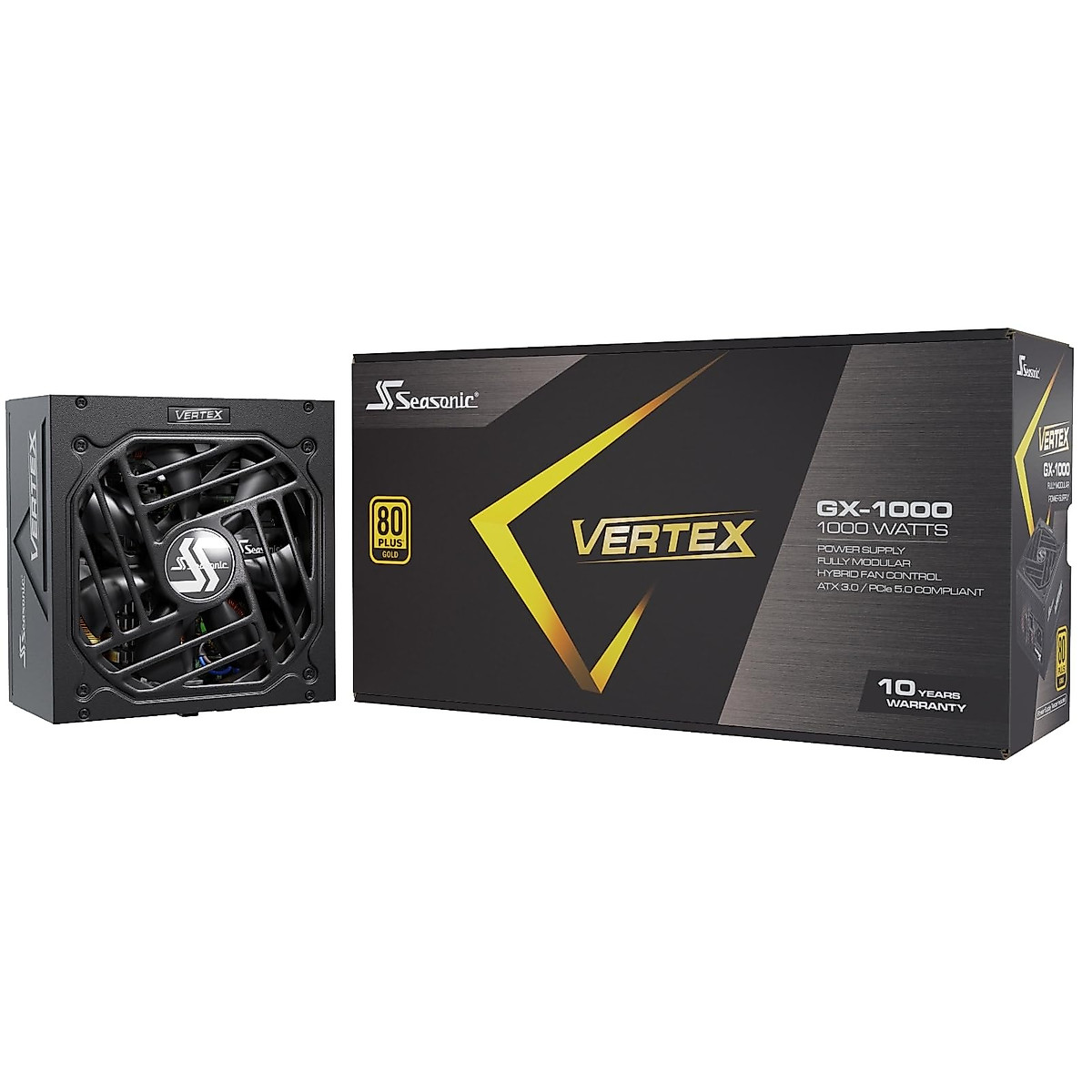Seasonic Vertex GX-1000-1000W - 80+ Gold - ATX 3.0 & PCIe 5.0 Ready - Full-Modular - ATX Form Factor - Low Noise - 12 Year Warranty - Nvidia RTX 30/40 Super & AMD GPU Compatible