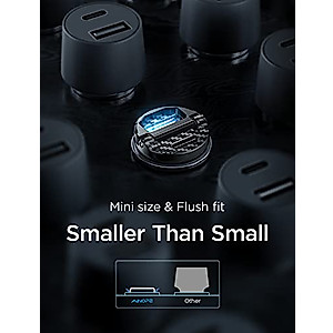 USB C Car Charger Fast Charge, 60W Smallest USB Car Charger Flush Fit AINOPE 30W QC&30W PD Fast Cigarette Lighter USB Charger Compatible with iPhone 14 pro max/13/12, Samsung S22/S20, iPad, MacBook