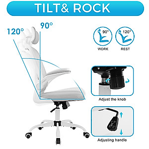 thksbought Office Computer Desk Chair,Home Office Chair,Ergonomic Office Chair, Computer Gaming Chairs with Lumbar Support (1, Gray White)