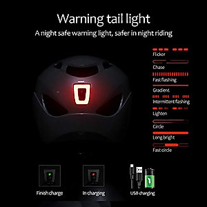 Adult Bicycle Helmet Classic Urban Commuter Bike Helmet Hat Tongue Design Rechargeable USB Safety Light Road Cycling Helmet Adjustable Size for Men Women 22.44-24.41 Inches(Pearl White)