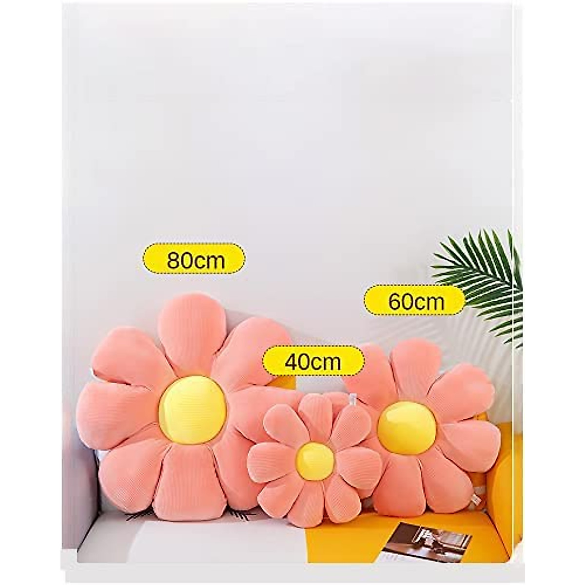 Suriana Flower-Shaped Floor Pillow Chair Back Cushion Office Sedentary Tatami Car Butt Cushion Yellow 40CM