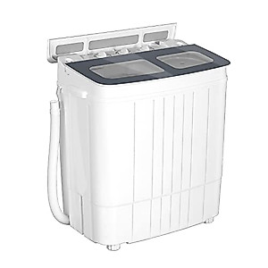 INTERGREAT Portable Washing Machine Mini 17.6 Lbs Compact Washer Machine and Dryer Combo, Small Twin Tub Washer with Spin Cycle for Camping, Laundry, Apartments, Dorms, College Rooms, Rv’s (Grey)