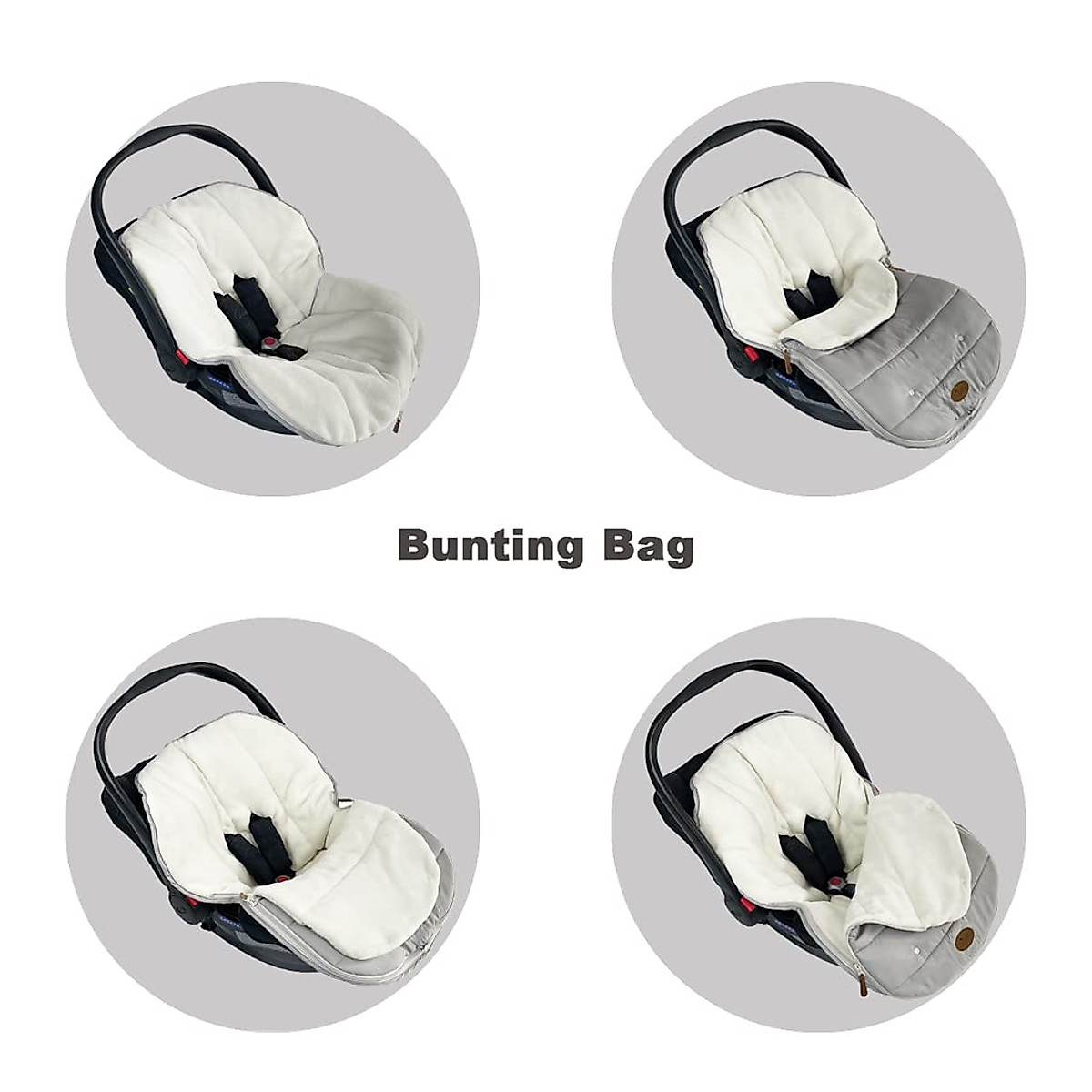 CozyMe Car Seat Cover for Infant Comes with Ultra Soft Fleece Carseat Bunting Bag for Winter, Infant Footmuff for Winter