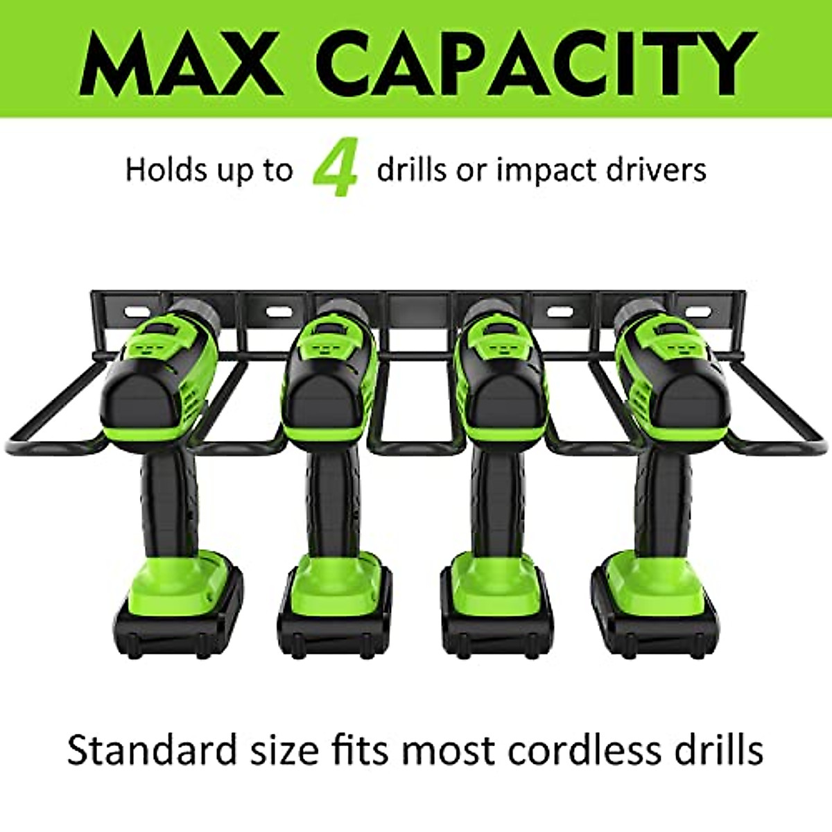 ENONCI Drill Holder Wall Mount,Power Tool Organizer Wall Mount, Thickened Drill Rack, Heavy Duty Drill Organizer for Garage Pegboard Workshop