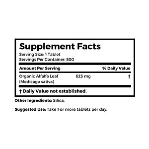 Bernard Jensen's Alfalfa Leaf Tablets - 625mg - 500 Tablets