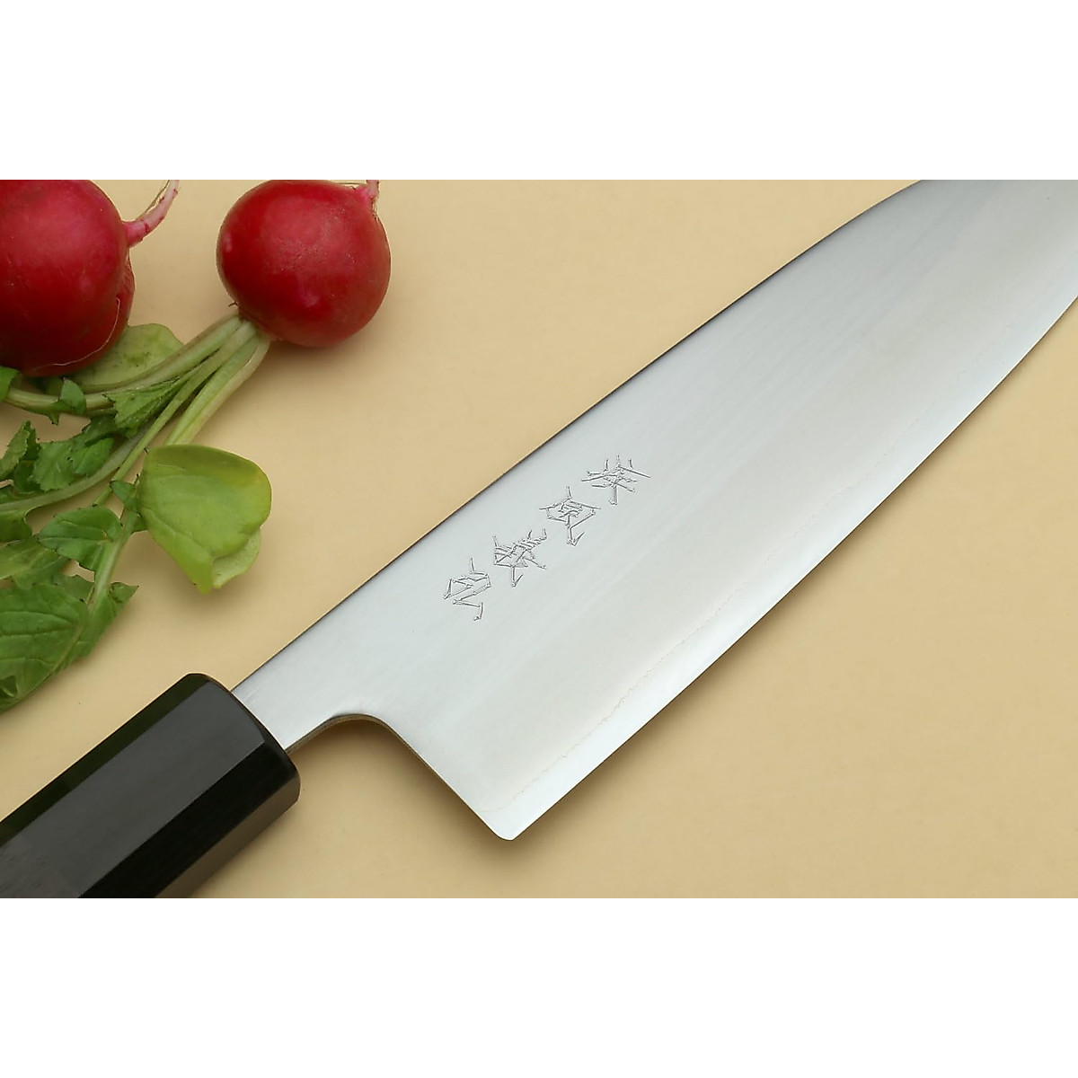 Yoshihiro White Steel #1 Stainless Clad Japanese Santoku Multipurpose Chef Knife with Rosewood Handle (6.5"(165mm) & Saya Cover)