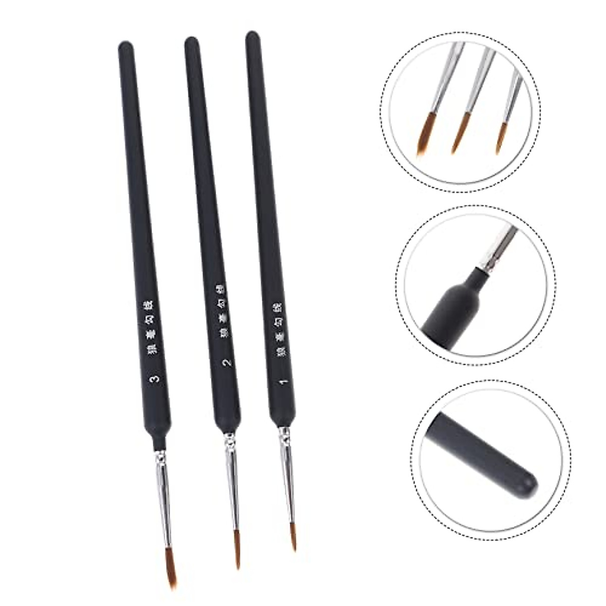 CRAFTHROU 3pcs Set Adult Coloring Pens Miniatures Nail Kit Set Mini Paints Brush Set Fine Detail Paint Brush Art Brushes Special Pen Acrylic Brush to Paint Round Wooden Rock DIY Kits