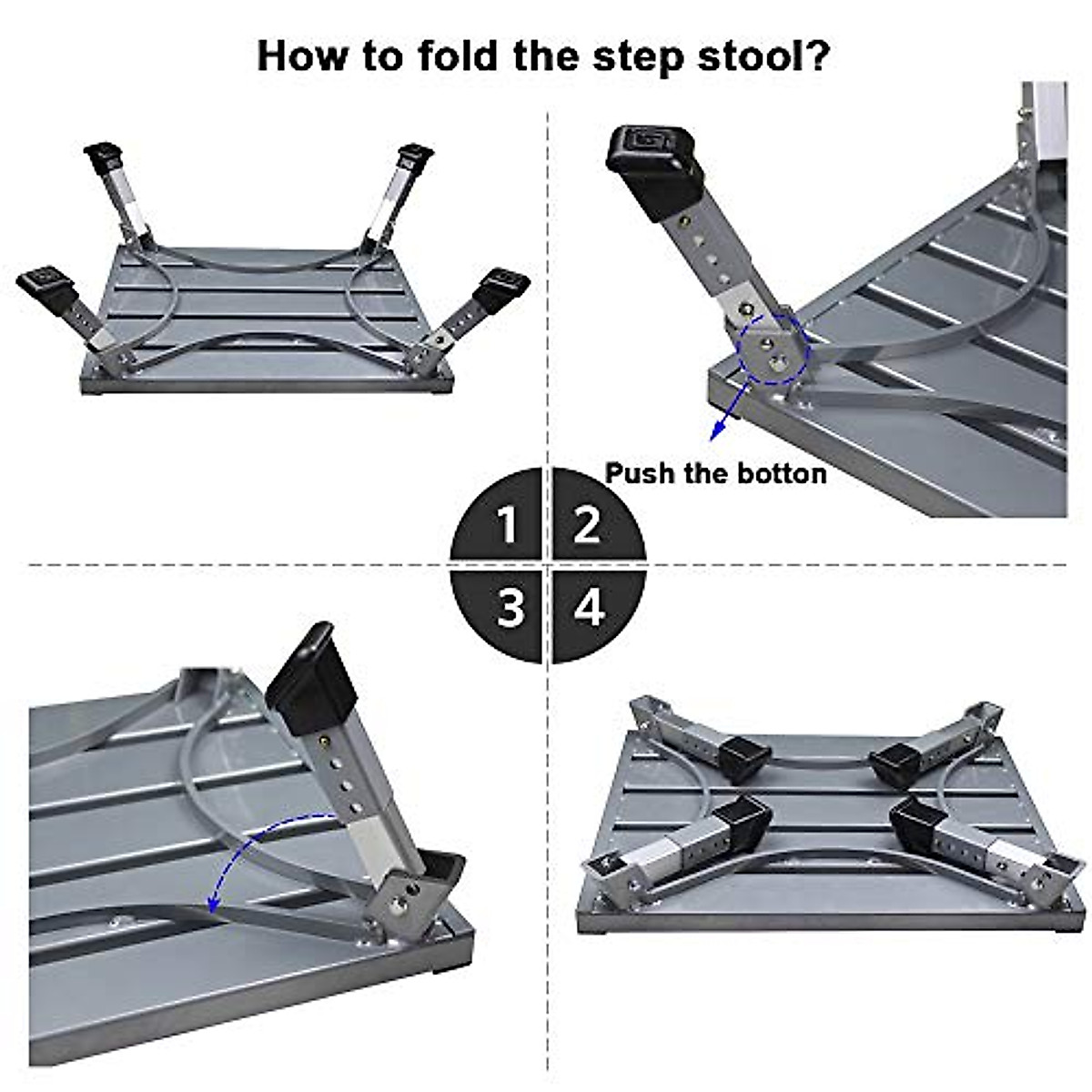 HELESIN RV-Folding-Step, 19" x 14.5" Aluminum Platform Step and Ladder Supports Up to 1,000lbs, Includes Non-Slip Rubber Feet, More Stable for Trailer, Motorhome, SUV, Camping