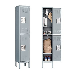 Fesbos Metal Lockers for Employees Steel Storage Locker with 2 Doors for Office School Gym Metal Storage Cabinets for Home, Office, Gym, School
