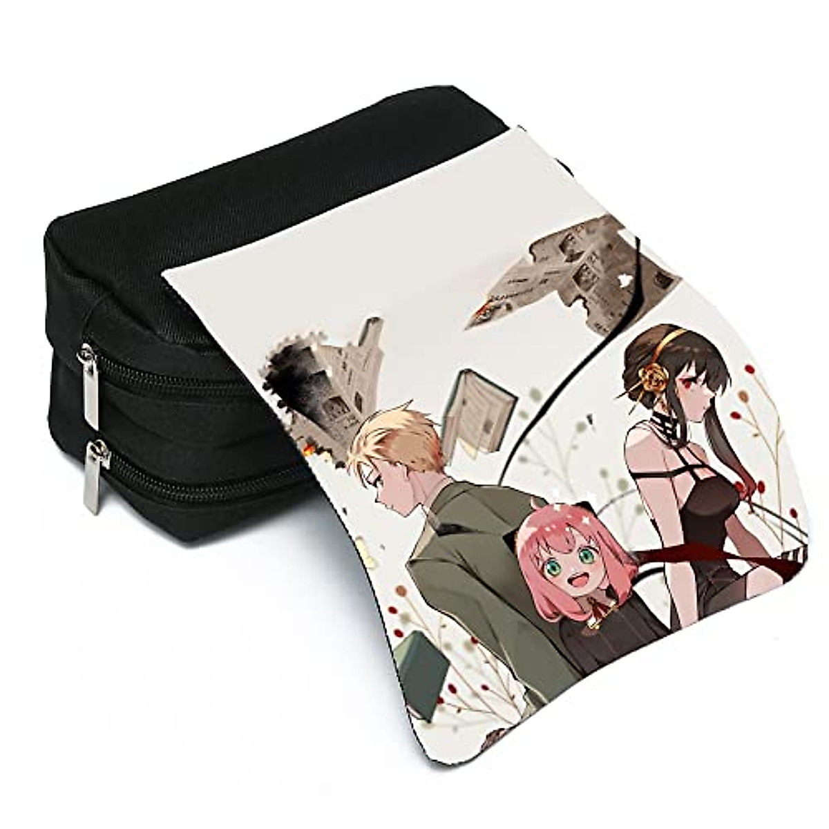 Anya Forger Cosplay Pencil Case 4 Compartments Pencil Pouch Portable Large Storage Canvas Pen Bag for School Teen Girl Boy Men Women