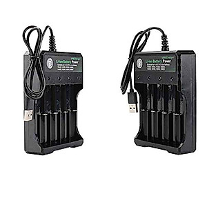 BouPower 18650 Charger, USB Independent Charging Universal Battery Charger for 3.7V Li-ion Battery 10440, 14500, 16340, 16650, 14650, 18350, 18500, 18650 Four Slots