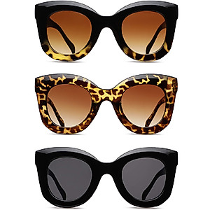 Frienda 3 Pieces Butterfly Sunglasses Oversized Cat Eye Sunglasses Vintage Retro Eyewear for Women