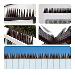 OFFO Bird Spikes Pigeon Outdoor Deterrent Spikes for Cat Keep Birds Raccoon Woodpecker Away Covers 8 Feet(244cm), Brown