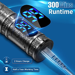 LURNOFY Cordless Hair Trimmer for Men Professional Electric Hair Clippers - Mens T-Blade Beard Trimmer Zero Gapped Edgers Rechargeable Close Cutting Haircut Kit (Silver)