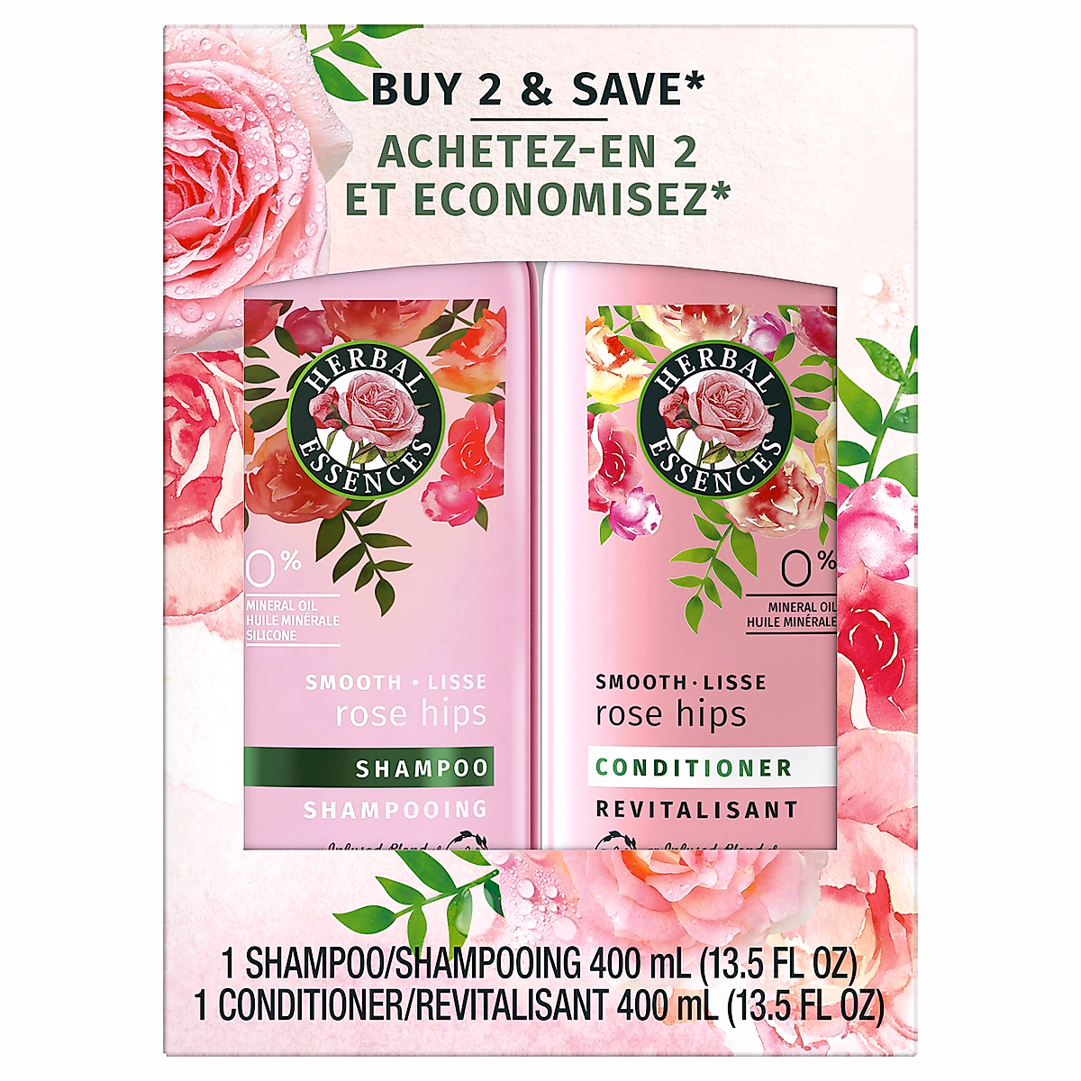 Herbal Essences Smooth Shampoo & Conditioner, (2) 13.5 Fl Oz Bottles, 1.82 Fl Oz