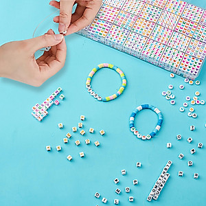 1400pcs Letter Beads, 4x7 mm Acrylic Alphabet Beads, Beads for Jewelry and Bracelet Making, in 28 Grid Box (White and Black)