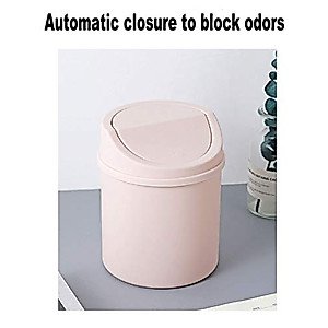 AKOAK 1 Pack Small Table Top Trash can, Mini Clamshell Wastepaper Basket, Simple, Convenient and Durable Household Plastic Storage Bin(Pink)