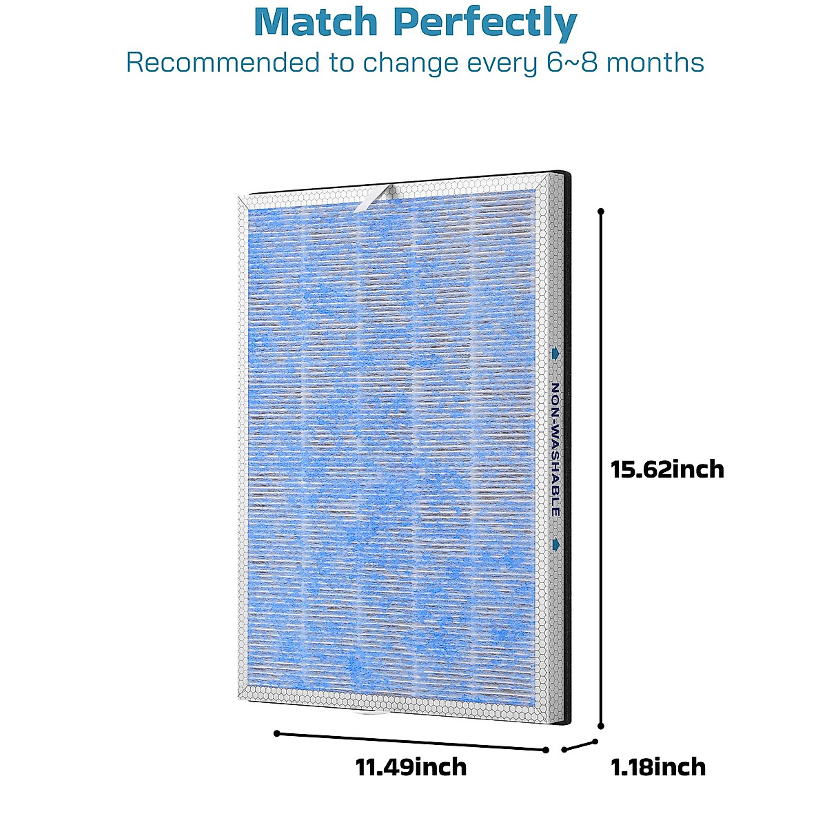 MSA3 True HEPA Filter Replacement Compatible with Membrane Solutions MSA3 and MSA3S Air Purifier 4-in-1 H13 (2 Pack)