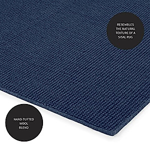 Plow & Hearth Dalton 2x3'6" Fireproof Hearth Rug | Navy | Wool Blend Fireplace Mat | Hearth Rugs for Fireplaces Fire Resistant | Protect Hardwood Floor and Carpet from Sparks and Embers Wood Stove