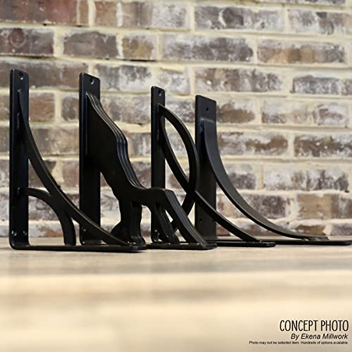 Ekena Millwork BKTM02X10X12TMI-CASE-4 Miller, 2"W x 10"D x 12"H, Powder Coated Black, 4 Piece