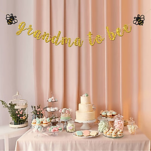 INNORU Grandma to Bee Banner, Bumble Bee Theme Baby Shower Party Decorations, New Grandmother Party, Bee Pregnant Annountanct Party Decorations, Gold Glitter