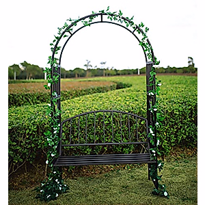 1. GO Steel Garden Arch with Seat for 2 People, 6'9" High x 3'9" Wide, Garden Arbor for Various Climbing Plant, Outdoor Garden Lawn Backyard