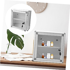 minkissy Medicine Chest Armoires Medication Verrouillable Locking Medicine Cabinet Aid Avec Community Supplies Mounted Medicine Lock Medicament Organizers Carrying Silver Aluminum Alloy