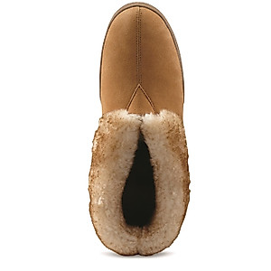 Guide Gear Men’s Bootie Slippers, Suede Soft Cushioned Bedroom House Shoes with Rubber Sole and Wool Blend Lining for Indoor Outdoor Use Chestnut 11D (Medium)