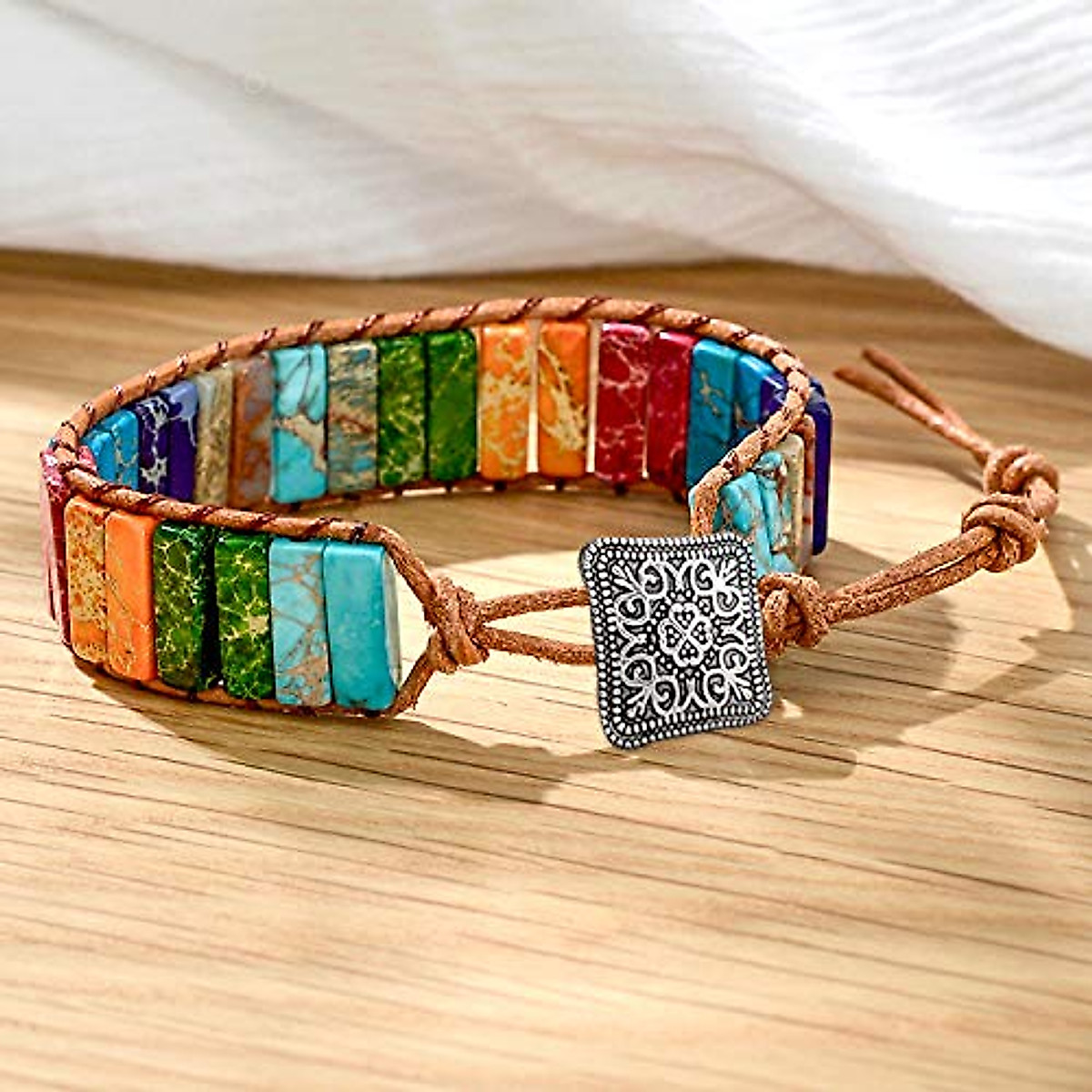 Fashion Gemstone Handmade Bracelets Jewelry Multicolor Yoga Friendship Boho Leather Bracelets