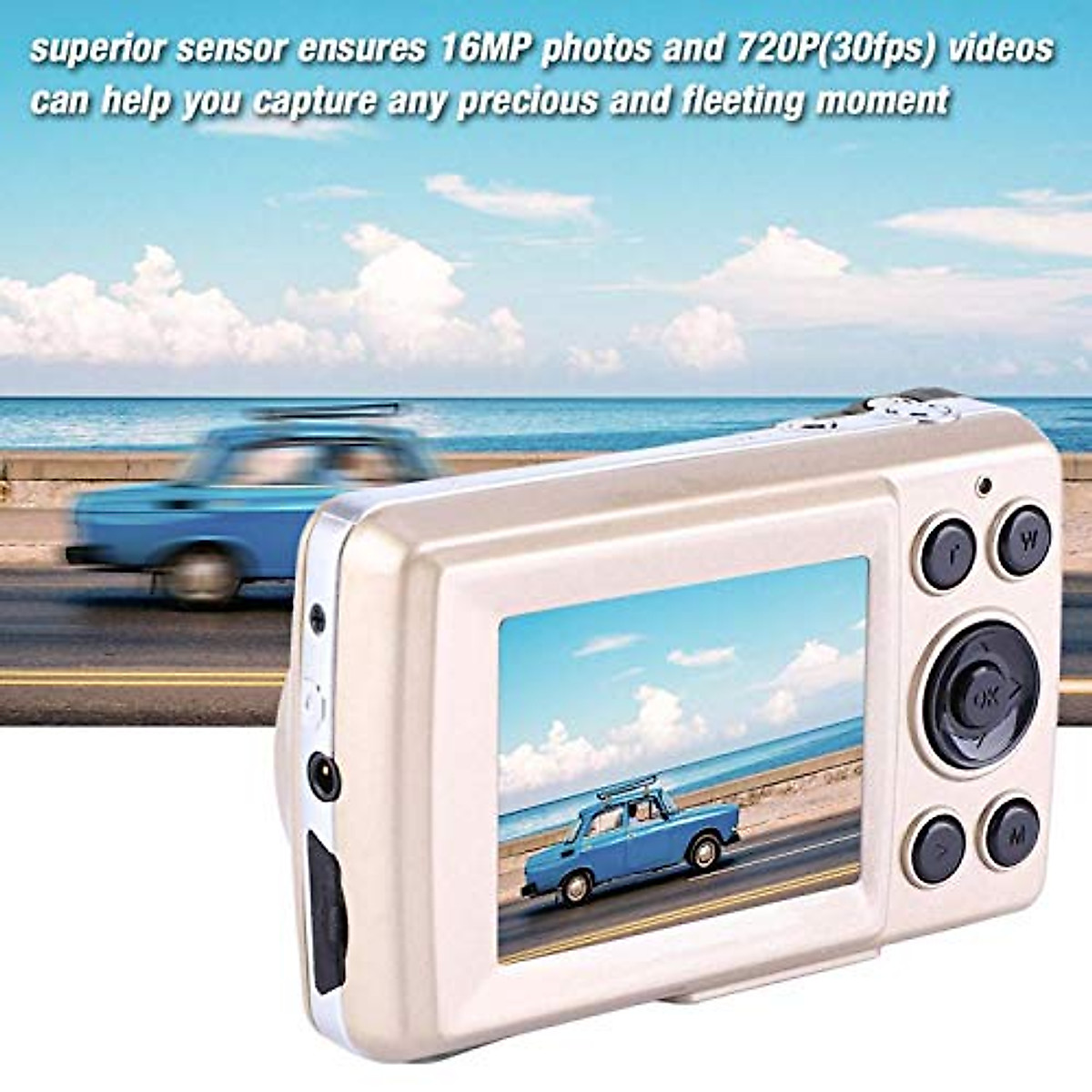 01 Digital Camera Recorder, HD Digital Video Camera with Fill Light 2.4 inch LCD Display for Outdoor for Beginner for Teens Kids(Golden)
