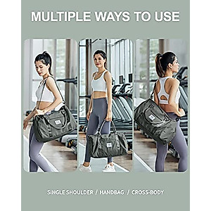 Gym Bag Womens Mens with Shoes Compartment and Wet Pocket,Travel Duffel Bag for Plane,Sport Gym Tote Bags Swimming Yoga,Waterproof Weekend Overnight Carry on Bag Hospital Holdalls