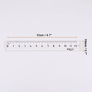 HARFINGTON 2pcs Straight Plastic Ruler 12cm Metric Plastic Clear Measuring Tool for Classrooms Home Office