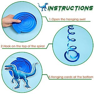 WERNNSAI Dinosaur Hanging Swirls - 21PCS Dinosaur Party Decorations for Birthday Party Ceiling Decorations for Kids Boys Themed Party Supplies Dino Party Favors Glitter Decor Hanging Streamers